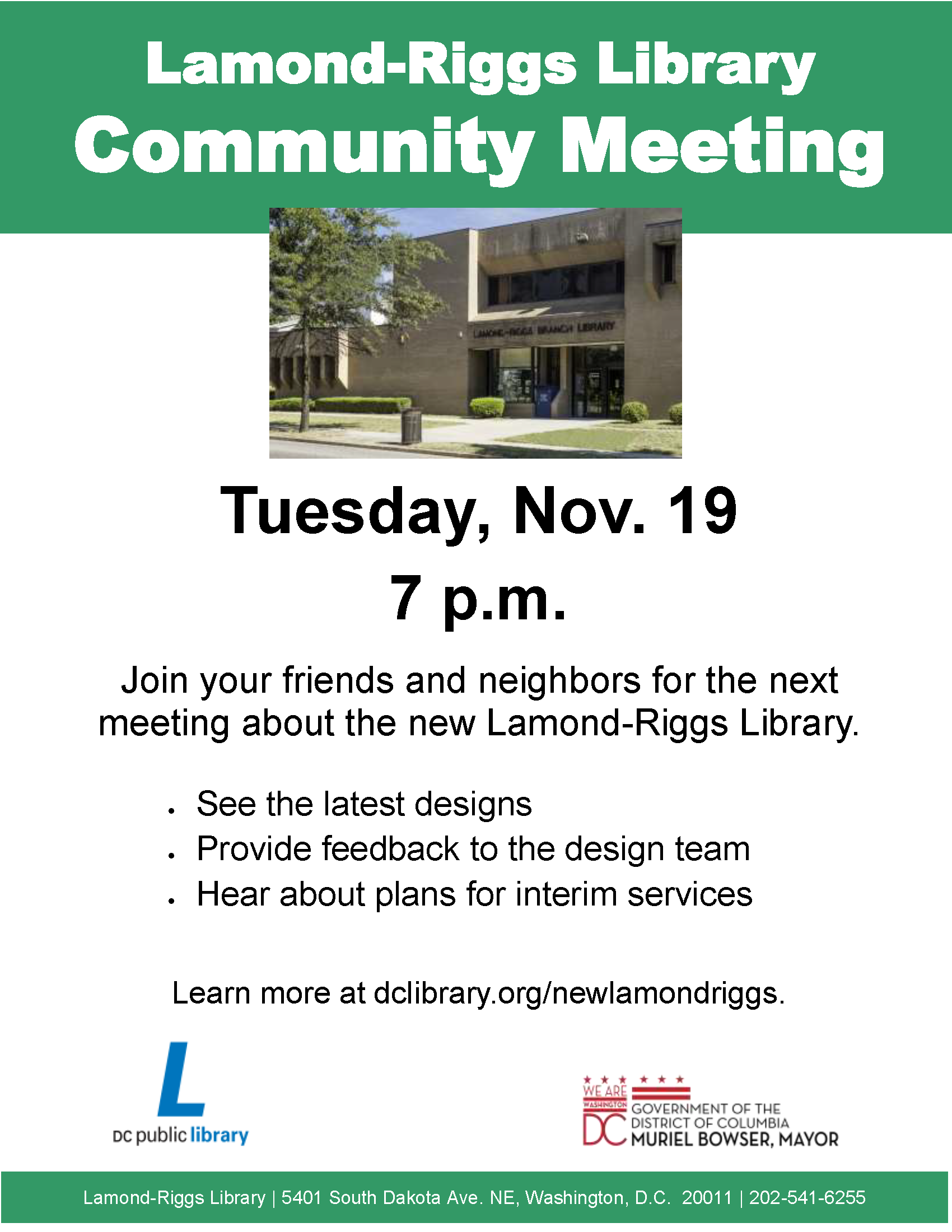 November 19: Lamond-Riggs Library Design Community Meeting | Next Stop ...